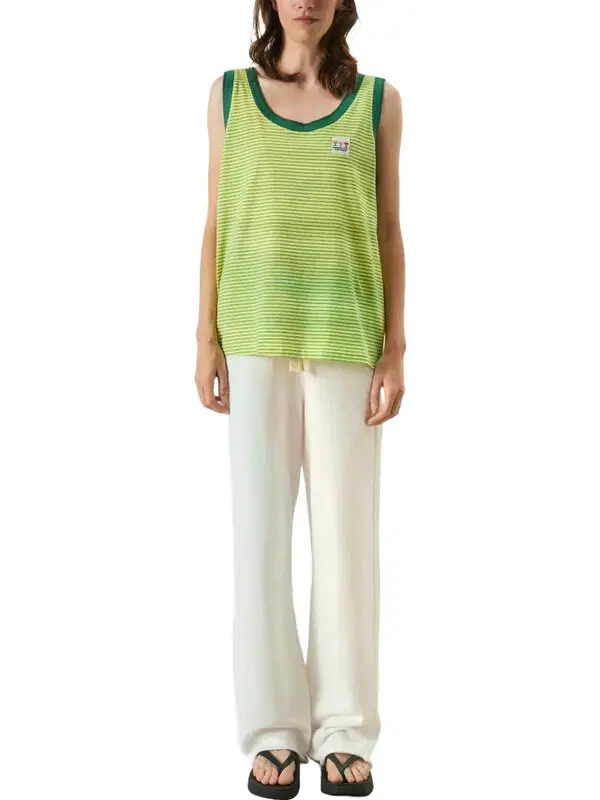 American Vintage Striped Cotton Tank Top - Yellow