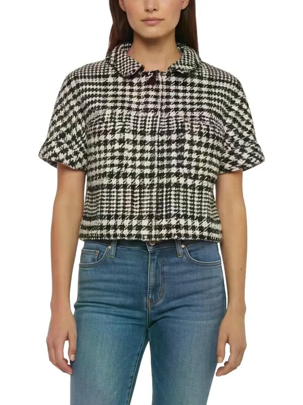 Red Valentino Houndstooth Patterned Cropped Jacket - Black