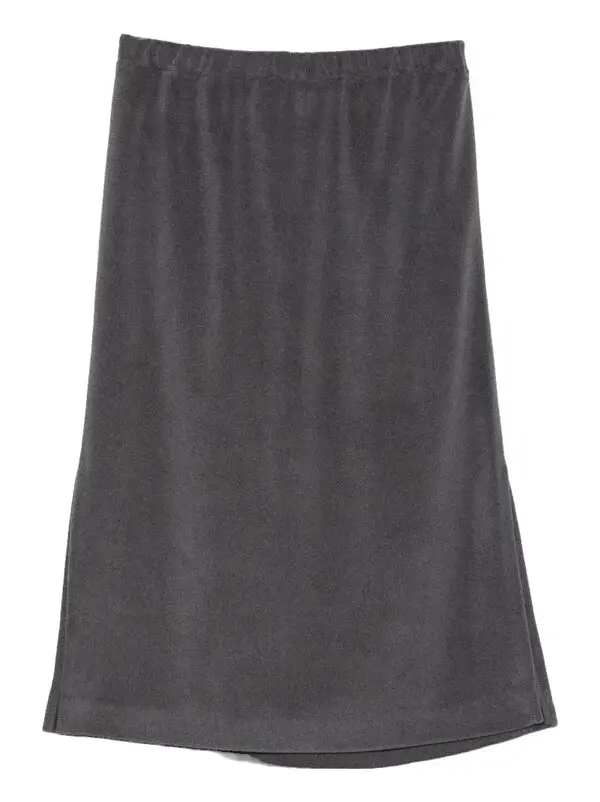 A.M.G. Elasticated Waistband Side-slit Midi Skirt - Grey