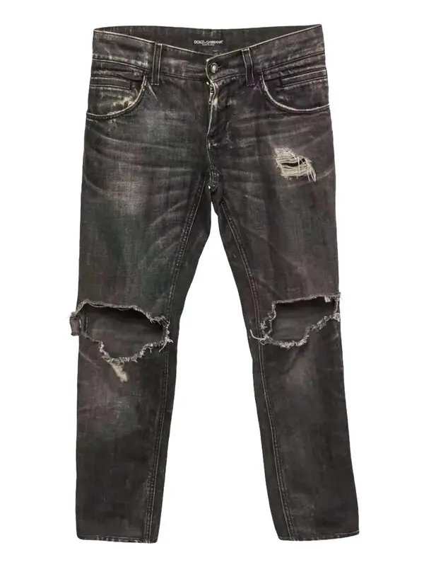 Dolce & Gabbana Distressed Straight-leg Jeans - Blue