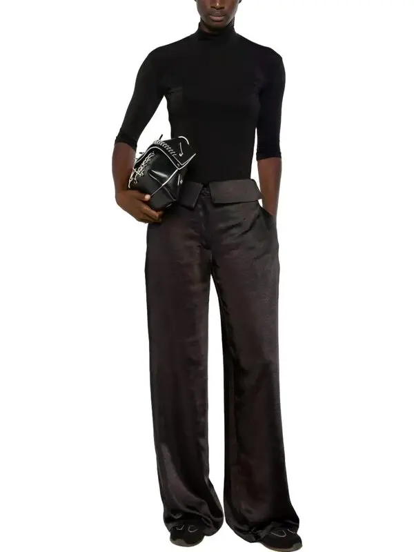 A.M.G. High-neck Elbow-sleeve Top - Black