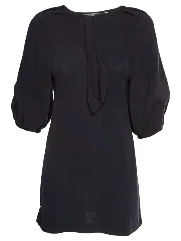 Giambattista Valli Knitted Mini Dress With Neck Bow And Puffed Sleeves - Black