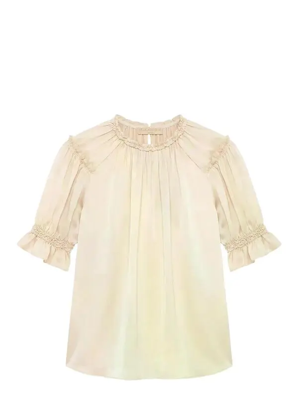 Ulla Johnson Alina Puffed-sleeve Silk Blouse - Neutrals