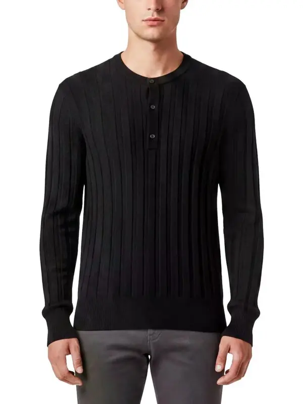 TOM FORD Rib-knit Henley Sweater - Black