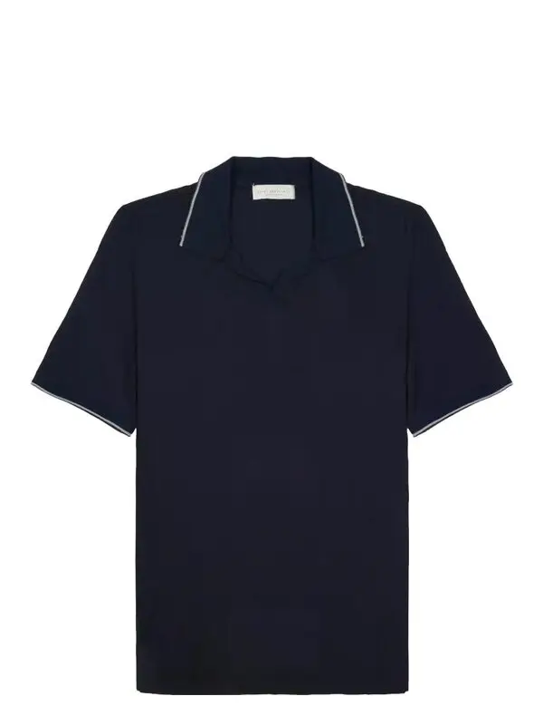 LUIGI GENTILE Contrast-trim Cotton T-shirt - Blue