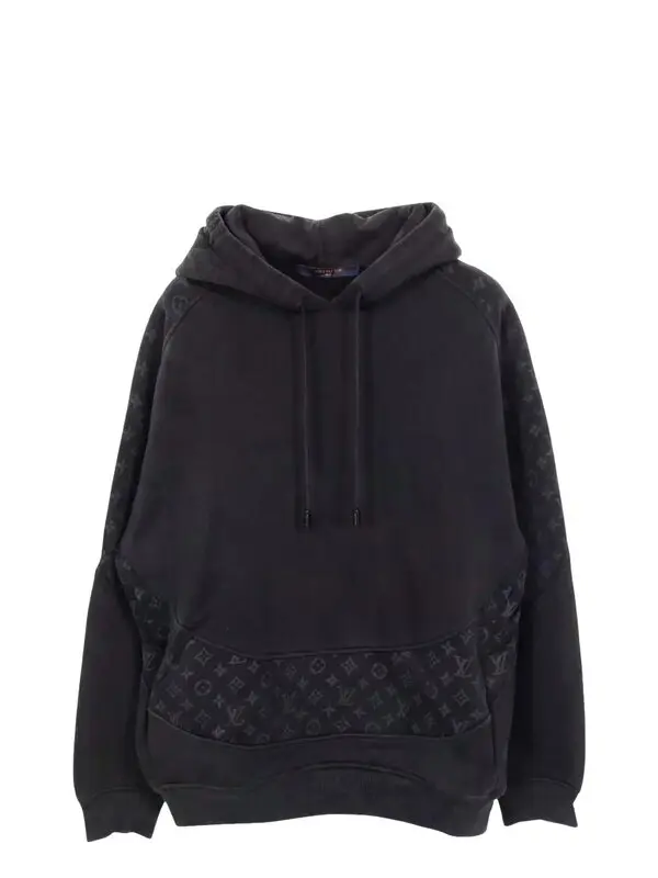LOUIS VUITTON Monogrammed Circle Cut Hoodie - Black