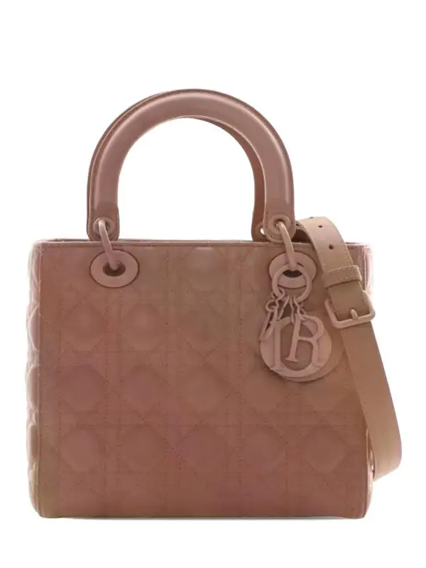 Dior 2019 Medium Ultra Matte Calfskin Cannage Lady Satchel - Brown
