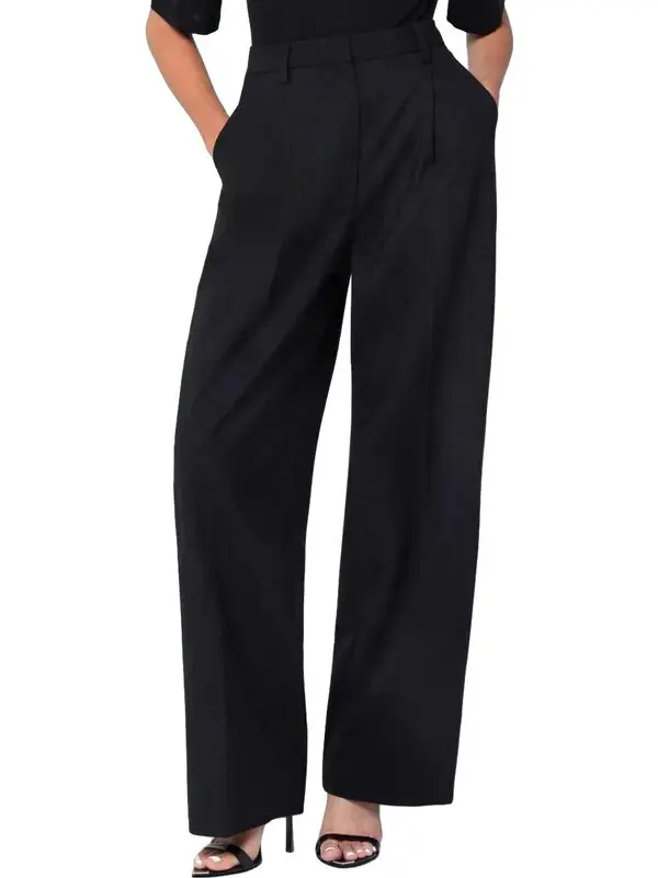 THELATEST Pleated Wide-leg Trousers - Black