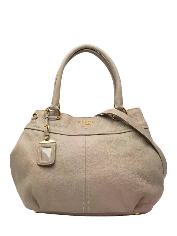 Prada Vitello Daino Convertible Tote - Brown