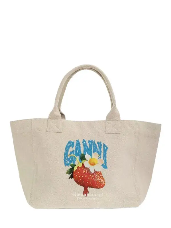 GANNI Strawberry Print Tote Bag - Neutrals