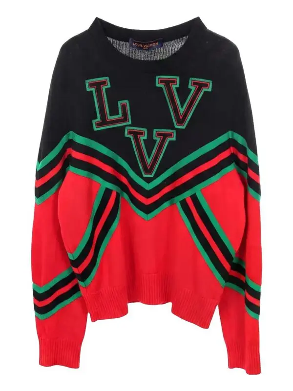LOUIS VUITTON Logo Patch Striped Sweater - Black