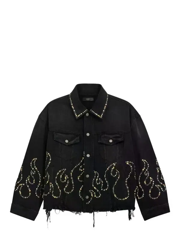 Amiri Studded Flames Trucker Jacket - Black