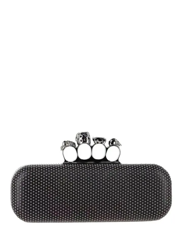 Alexander McQueen Skull Knuckle Studded Clutch Bag - Black