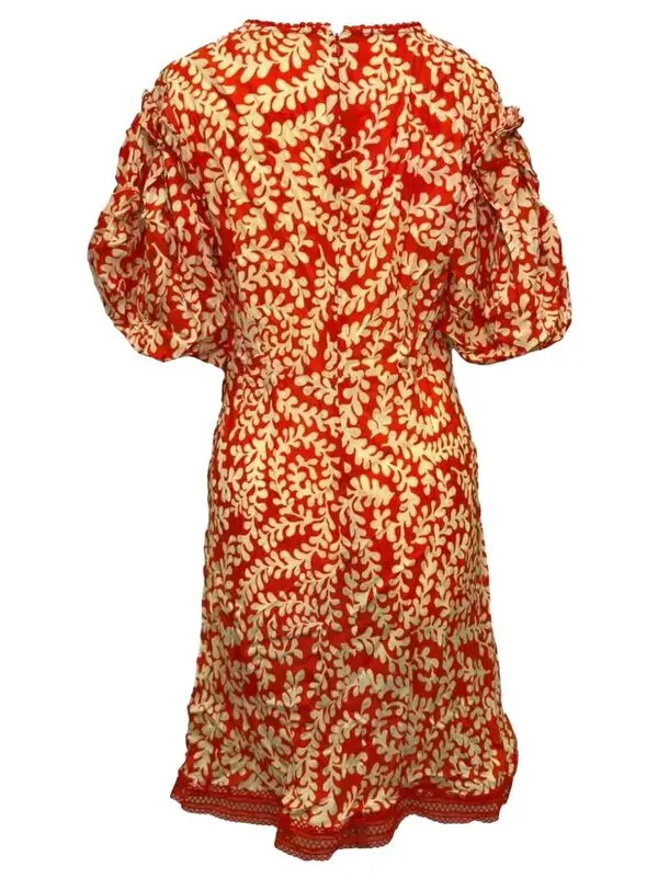 Diane Von Furstenberg Fisher Leaf-print Mini Dress - Red