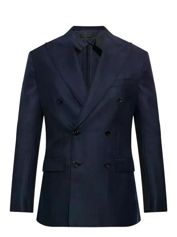 Brioni Double-breasted Herringbone Blazer - Blue