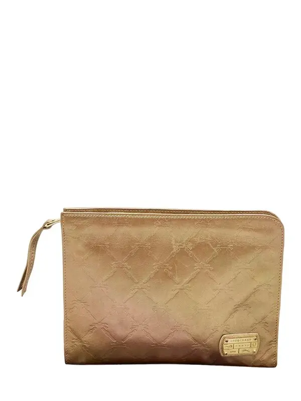 Longchamp Logo Quilted Clutch Bag - Neutrals