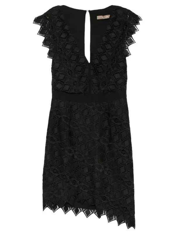 SIMONA CORSELLINI Guipure-lace Ruffled Mini Dress - Black