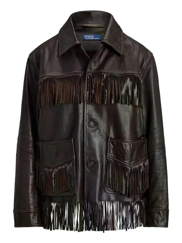 Polo Ralph Lauren Leather Fringe Jacket - Brown