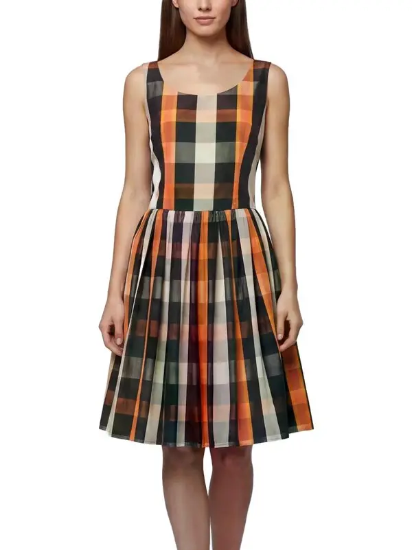 Red Valentino Plaid Fit-and-flare Mini Dress - Black