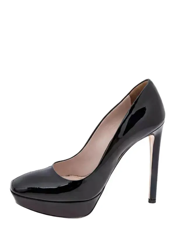 Miu Miu Patent Leather Square-toe Platform Stiletto Pumps - Black