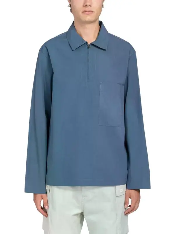 MARGARET HOWELL Half-zip Long-sleeve Shirt - Blue