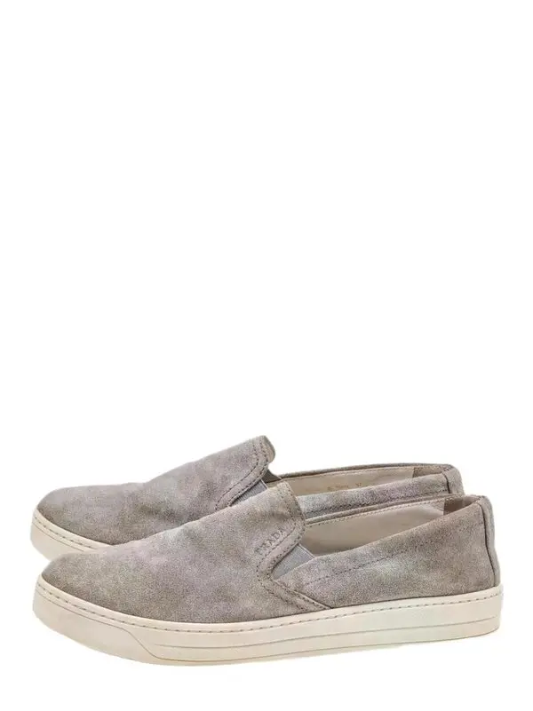 Prada Suede Round Toe Slip-on Sneakers - Grey