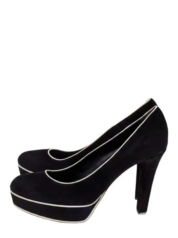 Gucci Suede Round Toe Platform Pumps - Black