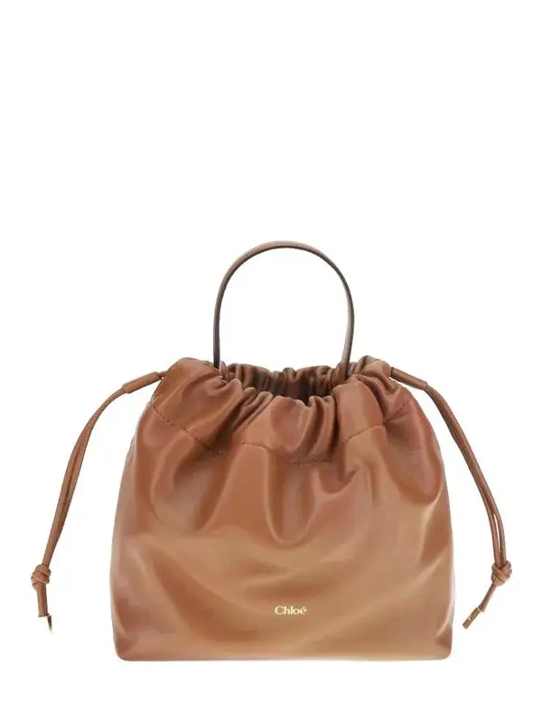 Chloé Drawstring Leather Bucket Bag - Brown