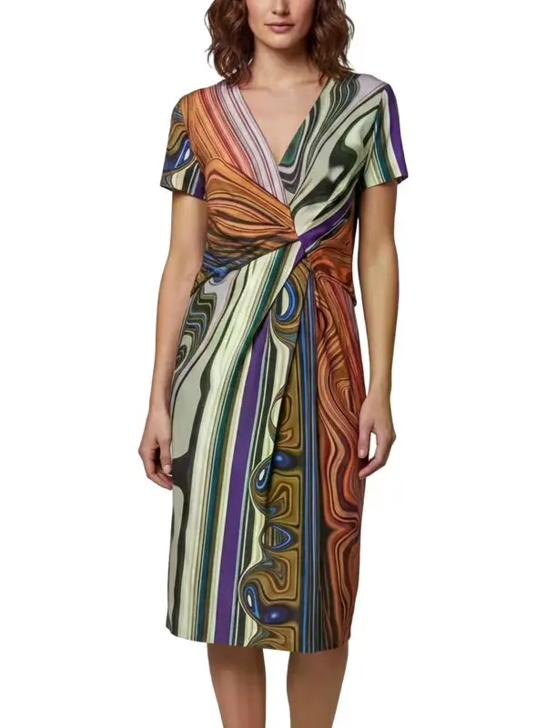 Sonia Rykiel Paris Draped Jersey Midi Dress With Swirl Print - Orange