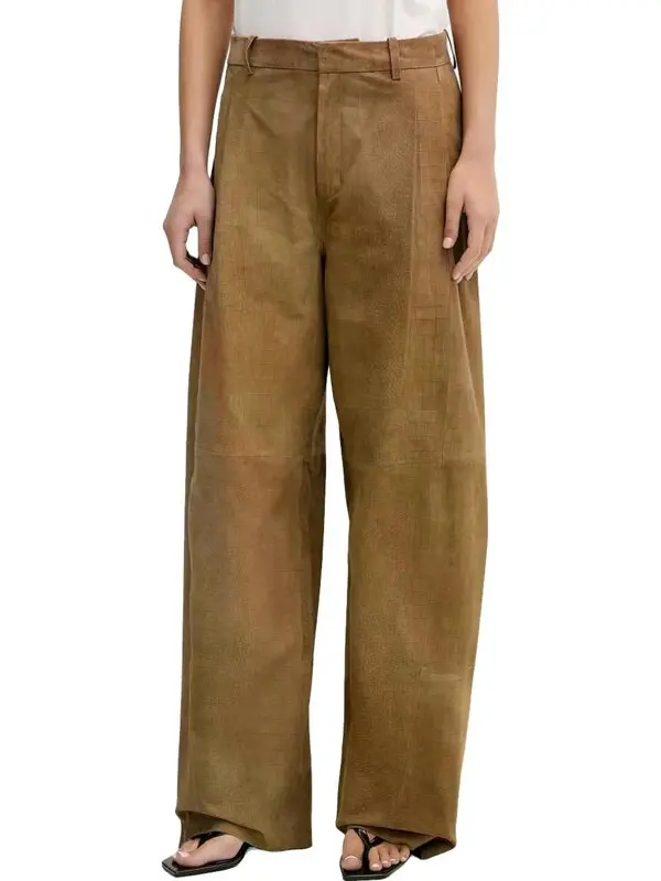 GESTUZ Estelle Croc-effect Palazzo Trousers - Brown