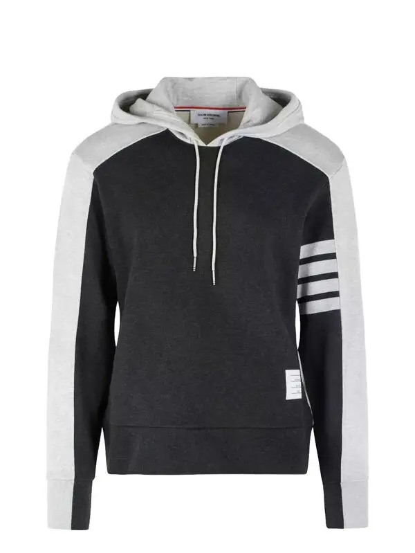 Thom Browne 4-bar Colour-block Hoodie - Grey