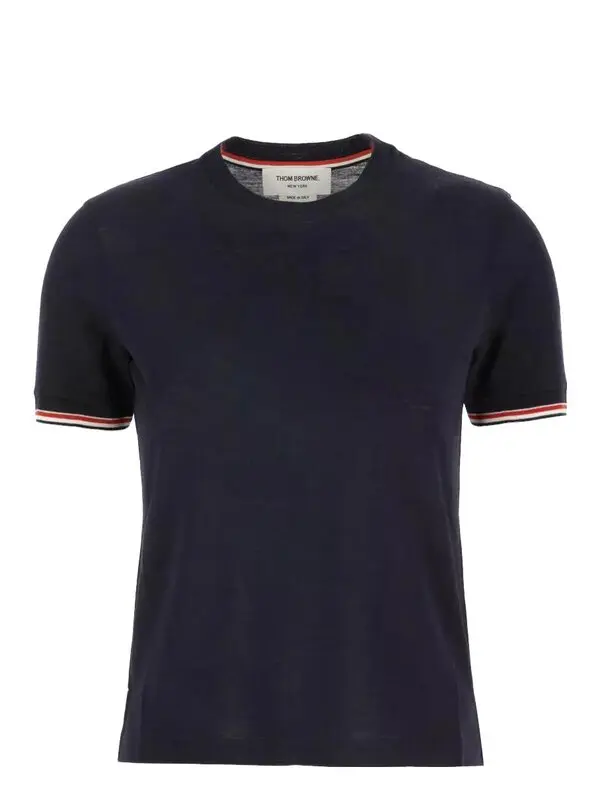 Thom Browne Rwb Stripe Fine-knit T-shirt - Blue