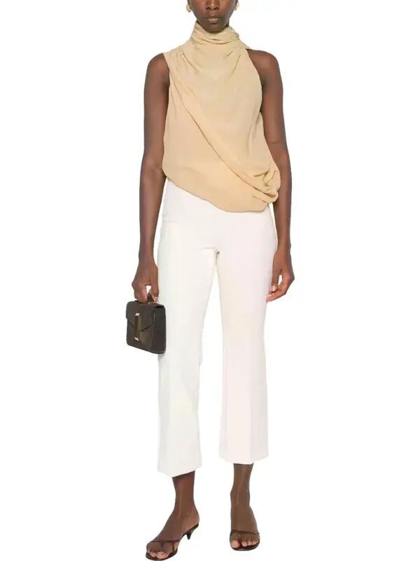 Elisabetta Franchi Cropped Logo-plaque Trousers - Neutrals