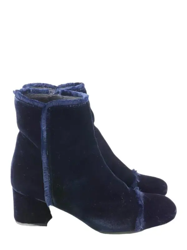 STUART WEITZMAN Velvet Ankle Boots With Raw-edge Trim - Blue