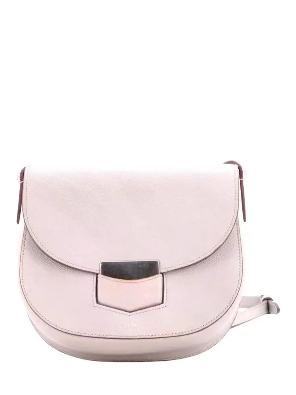 Celine Trotteur Grainy Leather Small Crossbody Bag - Grey