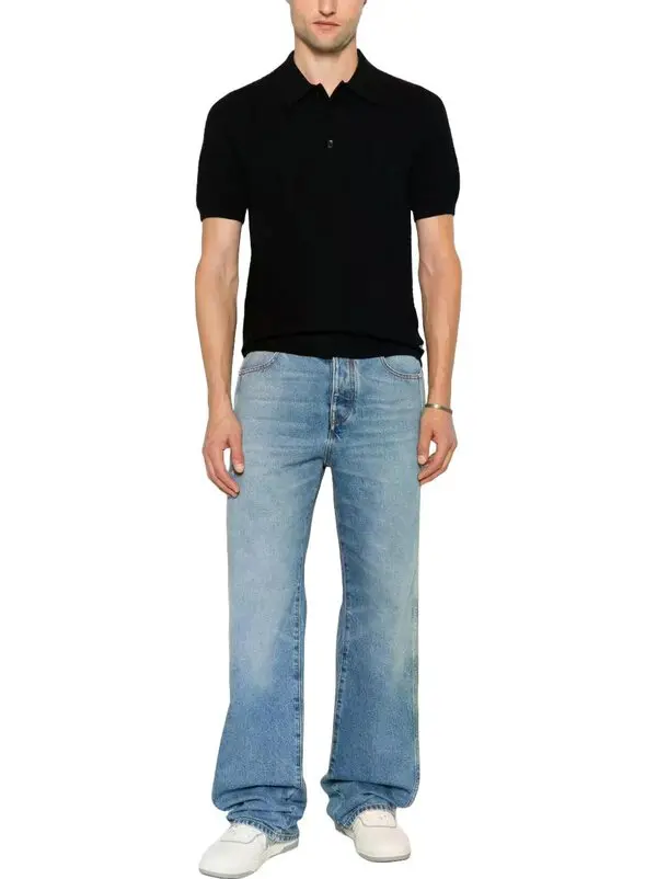 Balmain Ribbed-knit Polo Shirt - Black
