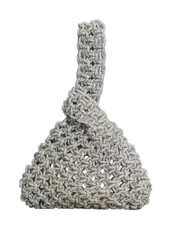HIBOURAMA Crystal Embellished Clutch Bag - Silver