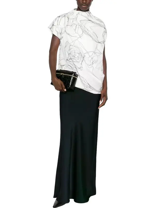 Fabiana Filippi Floral Print Draped Top - Blue