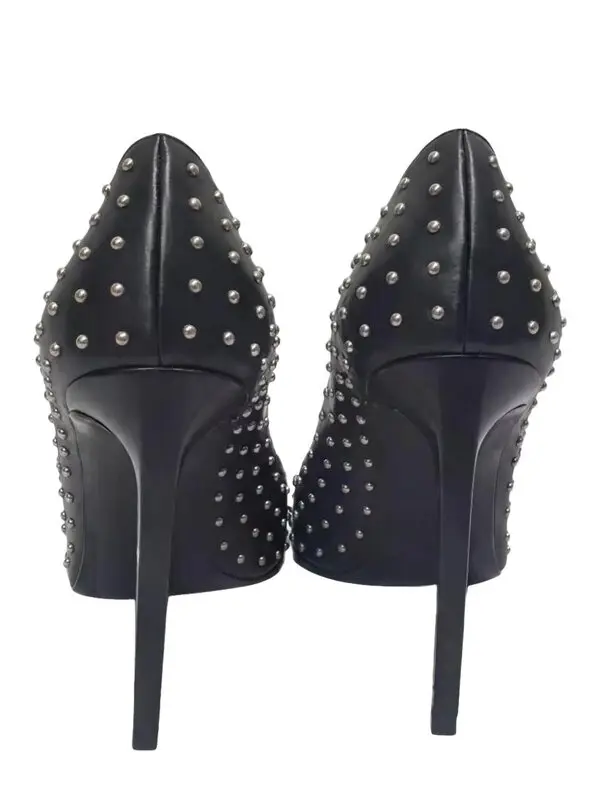 Saint Laurent Studded Pointed-toe Stiletto Pumps - Black