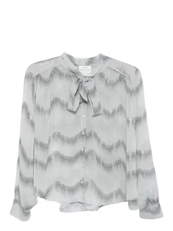 FORTE_FORTE Chevron Pussy-bow Shirt - Grey