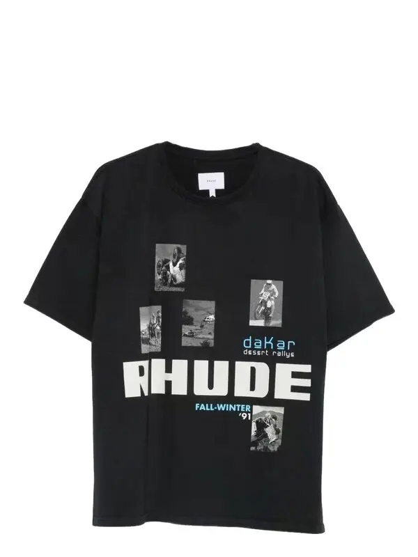 Rhude Logo-print Graphic-print T-shirt - Black