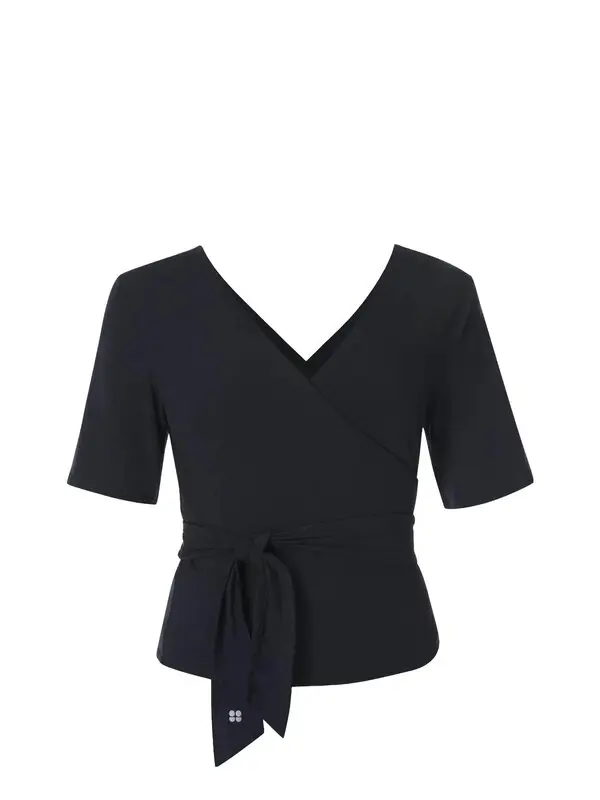 Sweaty Betty Wrap Tie-waist Top - Black