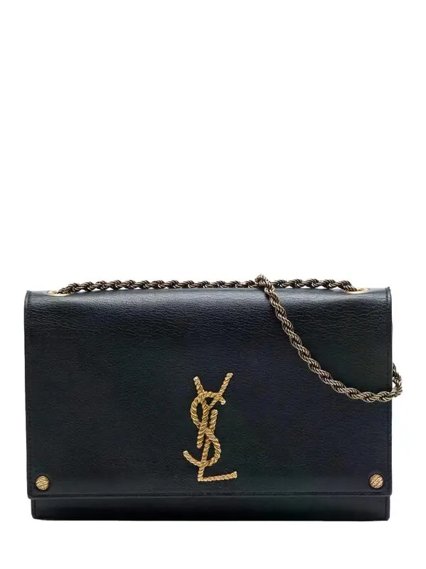 Saint Laurent Medium Smooth Calfskin Braided Monogram Kate Crossbody Bag - Black