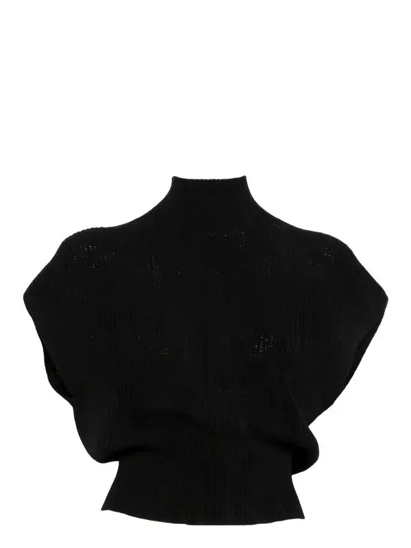 Rick Owens Ribbed-knit Sleeveless High Neck Top - Black
