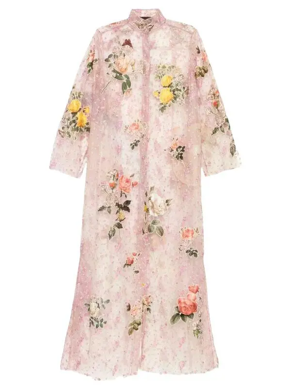Biyan Floral-embroidered Sequin-embellished Dress - Pink