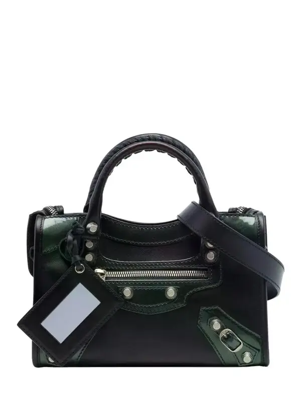 Balenciaga Mini Lambskin And Patent Leather Motocross Giant 21 City Satchel - Black