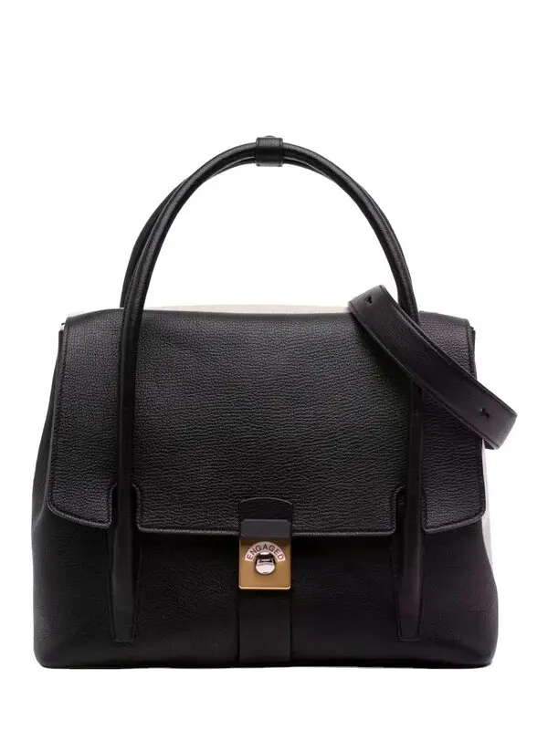 MAISON MARGIELA 2010-2026 Bicolor Goatskin And Canvas Horizontal Satchel - Black