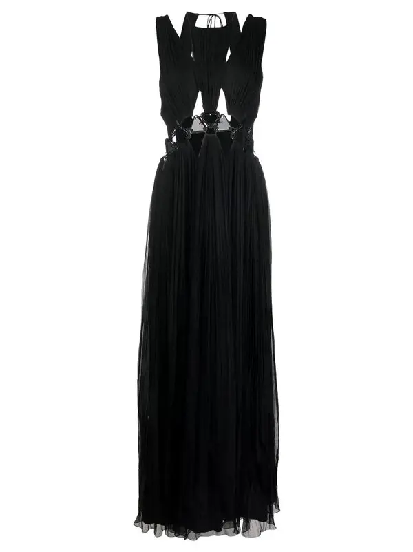 Alberta Ferretti Silk Cut-out Halterneck Maxi Dress - Black
