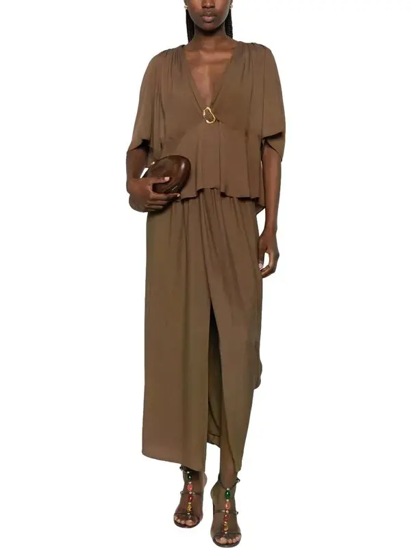FORTE_FORTE Draped Skirt With Front Slit - Brown