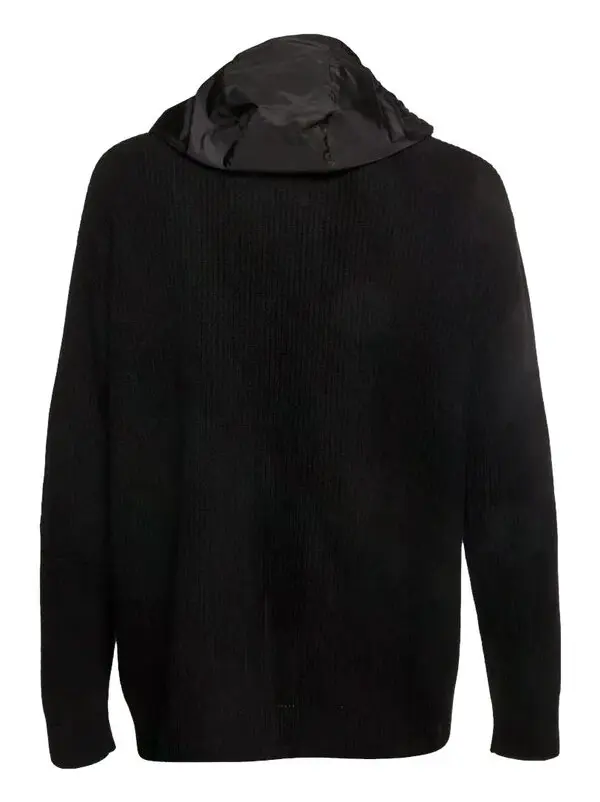 Prada Re-nylon Hooded V-neck Sweater - Black